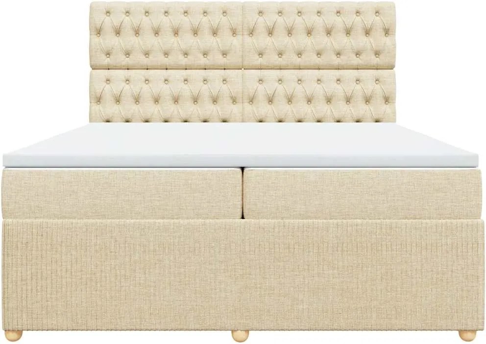 Box spring postel s matrací krémová 200x200 cm textil 3294475