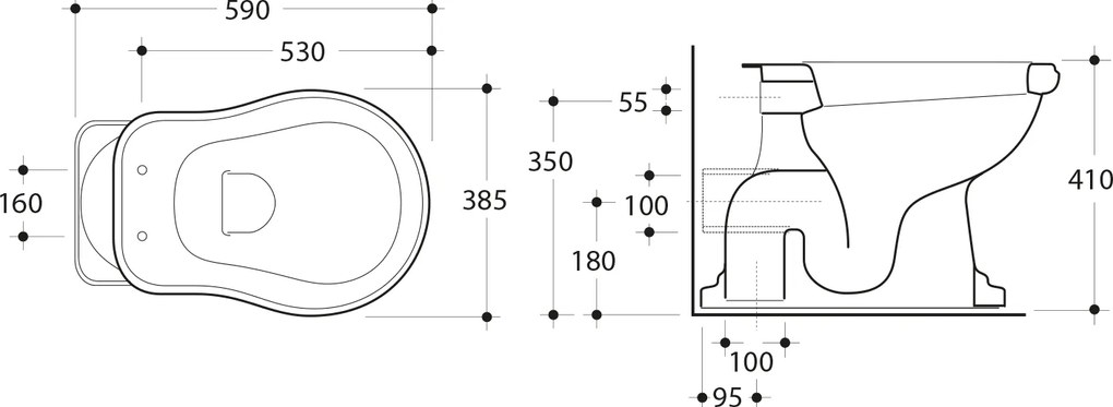 Kerasan Sapho Retro 101101 WC mísa 38,5 x 59 cm zadní odpad