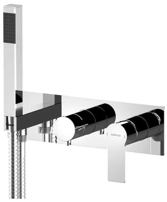 Podomítková sprchová baterie v leskle stříbrné barvě (2 výstupy) Pax – Sapho