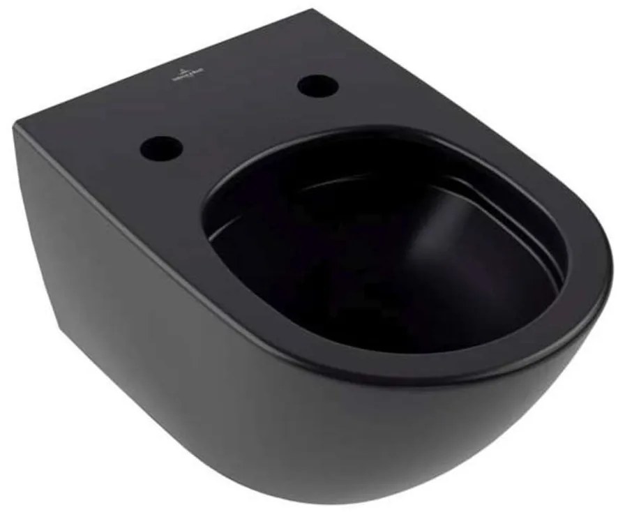 Villeroy & Boch Antao - Závěsné WC, Rimless, CeramicPlus, TitanGlaze, TwistFlush, Pure Black 4674T0R7