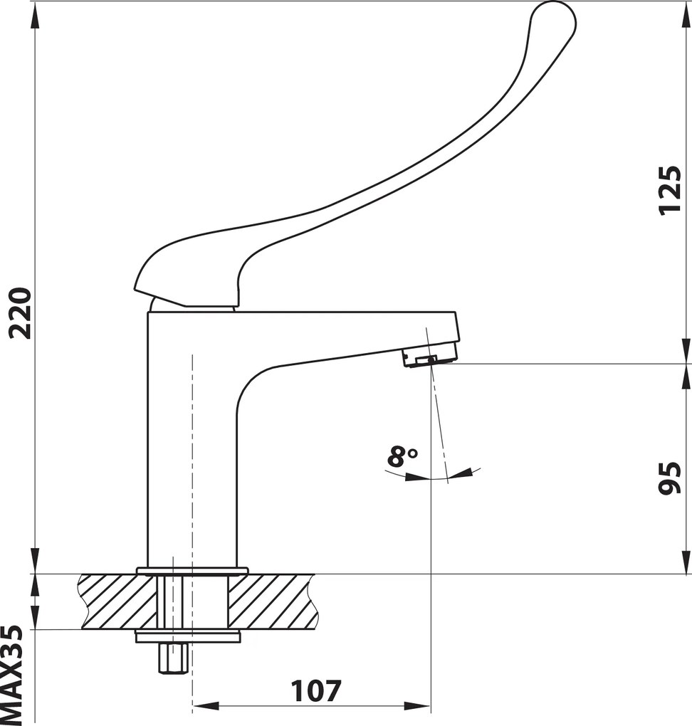 Bruckner Senior umyvadlová baterie lékařská páka chrom 914.004.1