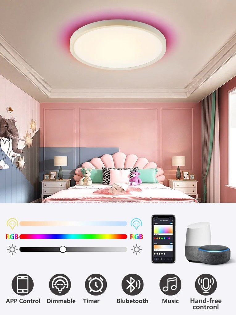 Immax NEO LITE TUDO Smart stropní svítidlo RGB podsvícení 40cm 50W Tuya WiFi Beacon bílá