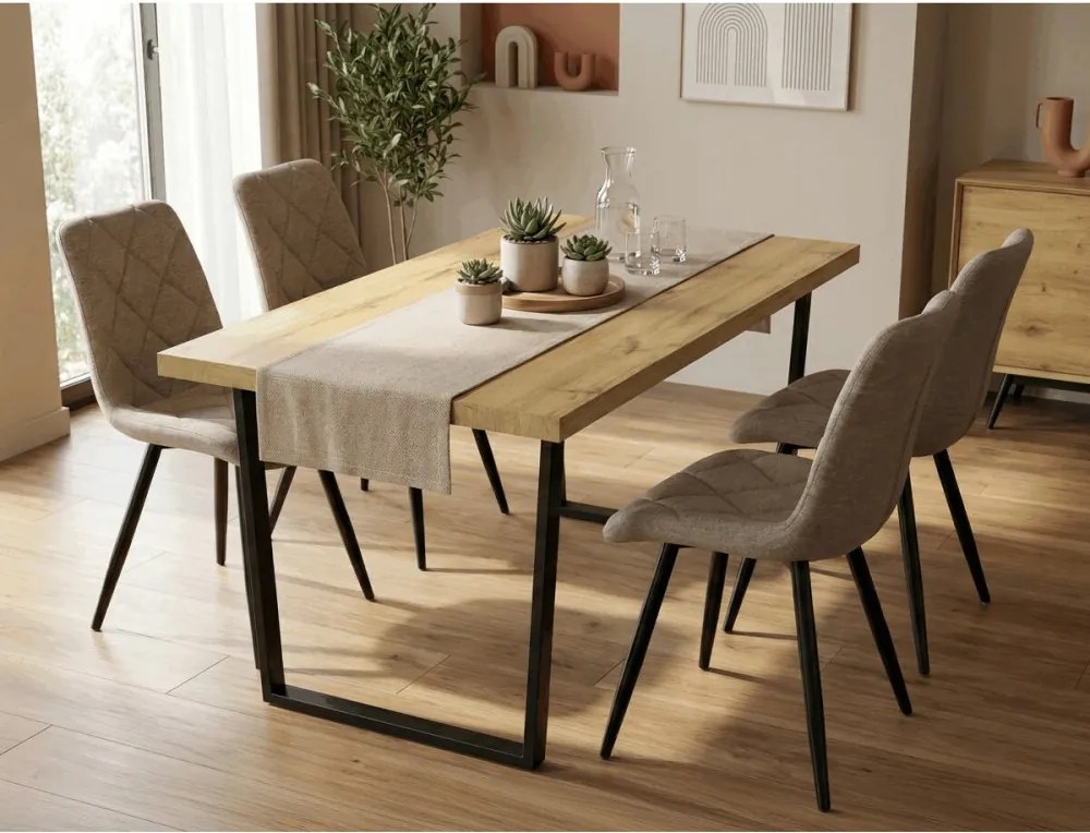 Jídelní stůl HT-R5216 OAK, lamino, dub (160 x 80) cm