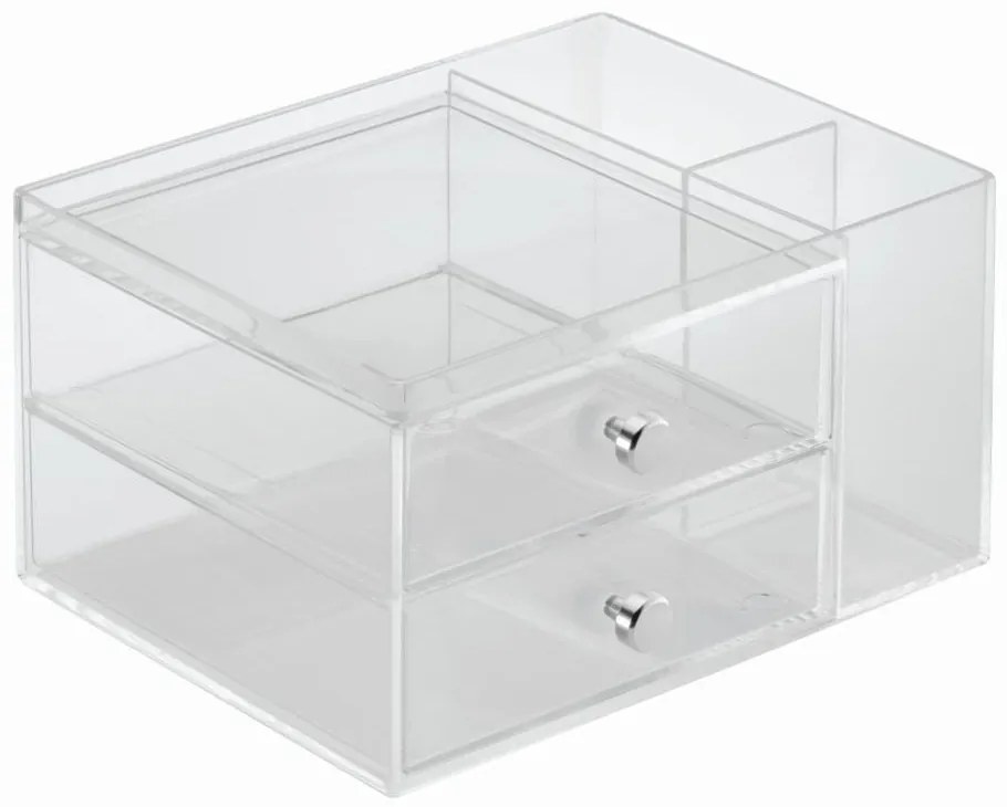 Transparentní organizér s 2 zásuvkami iDesign, výška 18 cm