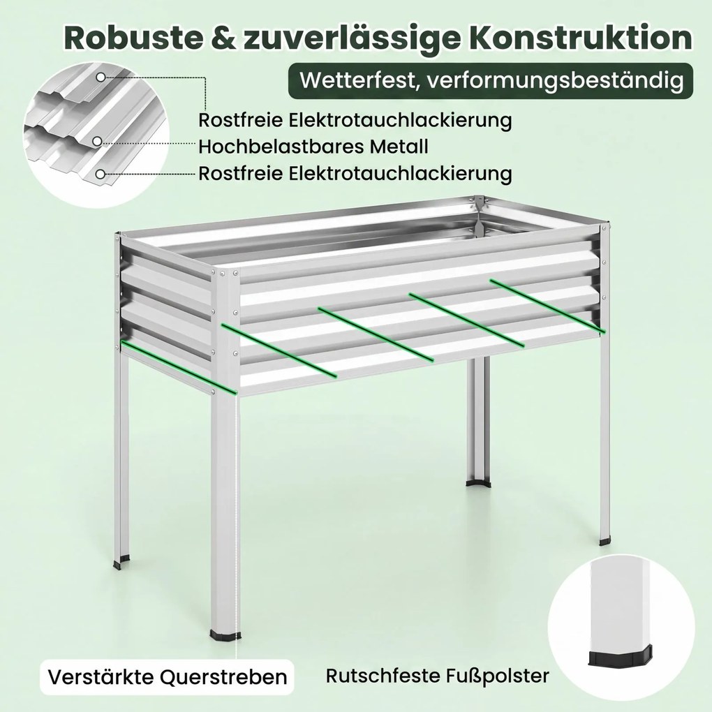 Costway Vyvýšené lůžko z pozinkovaného kovu s PE krytem. Vyvýšená zahradní