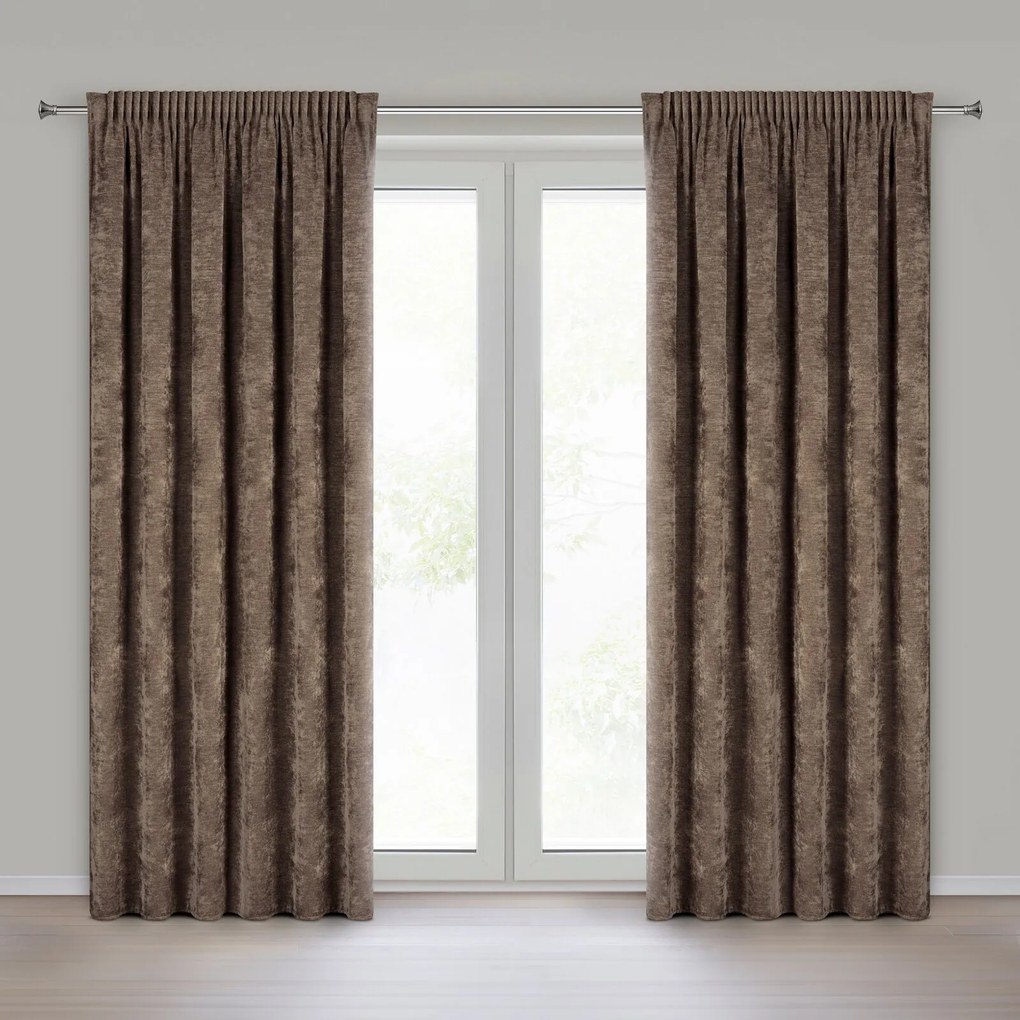 ZATEMŇOVACÍ ZÁVĚS NA PÁSCE NESKA 140X270 CM SVĚTLE HNĚDÝ