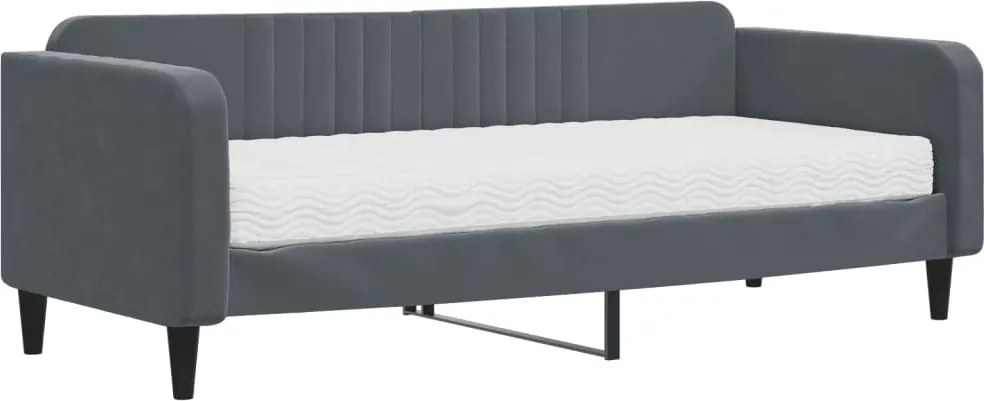Válenda s matrací tmavě šedá 90 x 200 cm samet 3197040