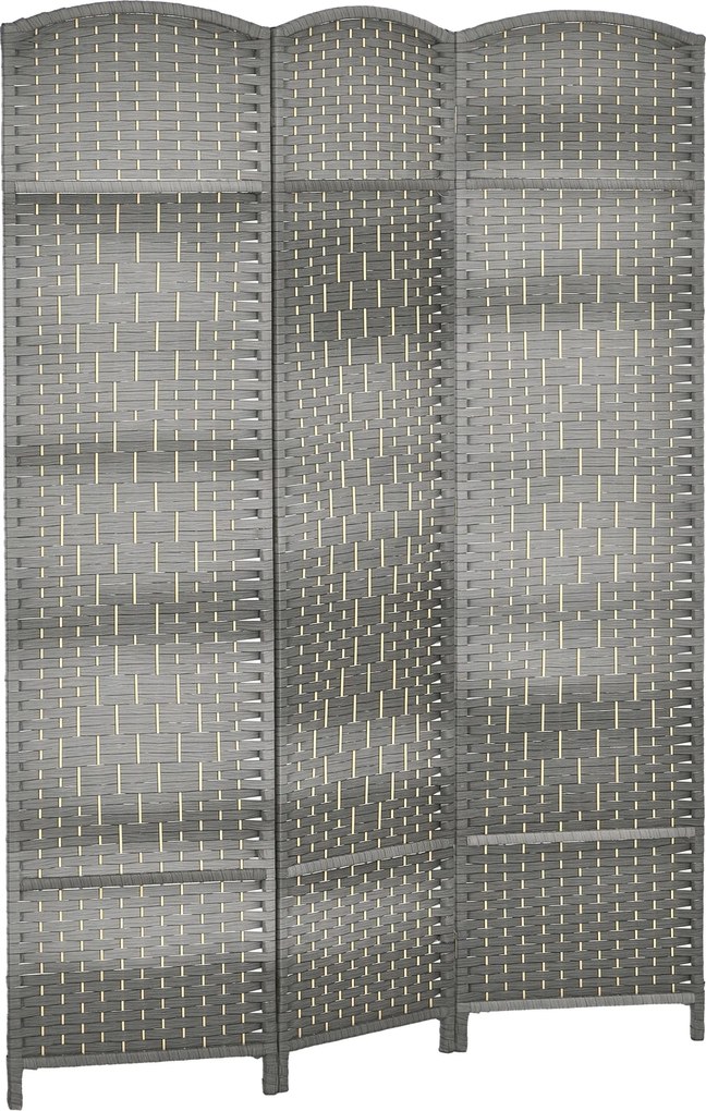 HOMCOM 3-panelový skládací paravan 135x180 cm - dělící obrazovka pro soukromí z polypropylenu do kanceláře nebo ložnice - šedá kombinace