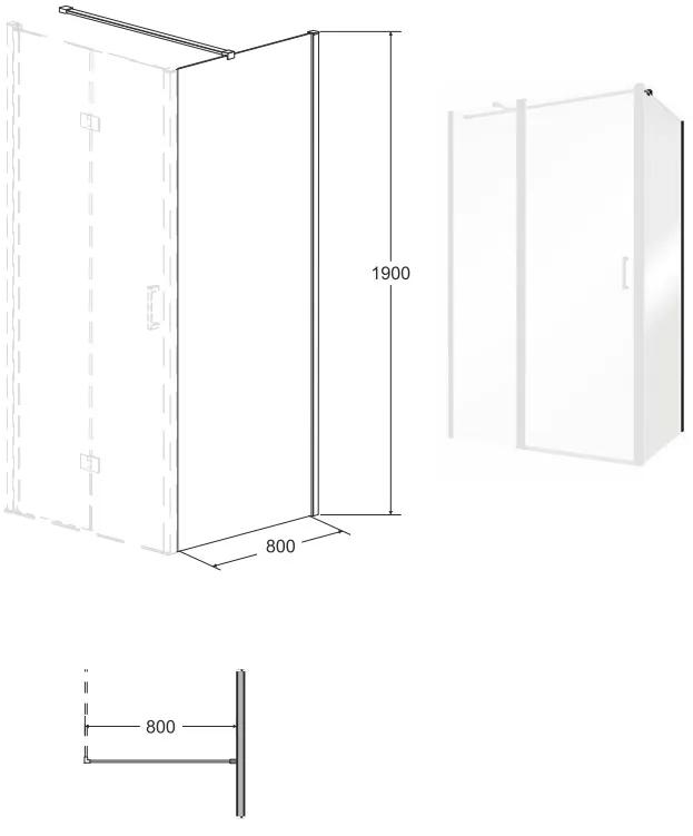 Besco Exo-CH pevný boční díl, black Rozměr sprch.dveří: 100cm