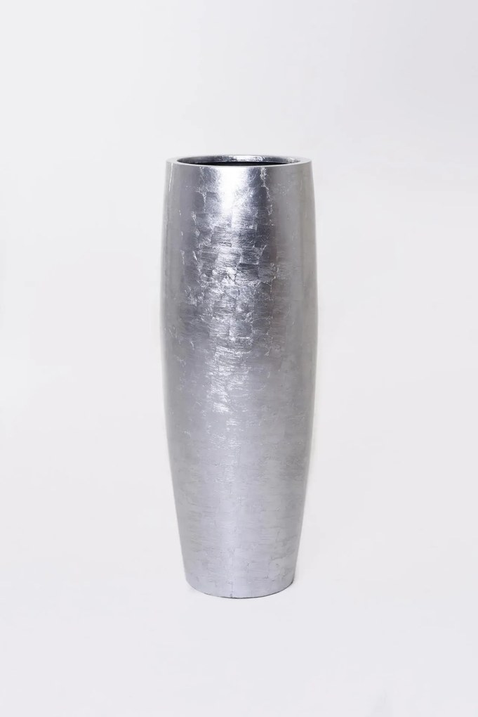 Stříbrný květináč GALA, výška 100 cm, sklolaminát, stříbrný