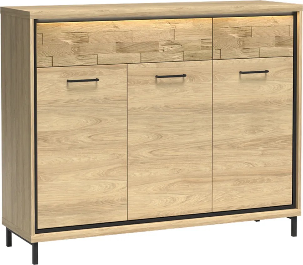 Obývací stěna MEDIOLAN + dekorační deska | sestava F | 408,2 cm + konferenční stolek 120x65 cm | 5 dílů | natural hikora