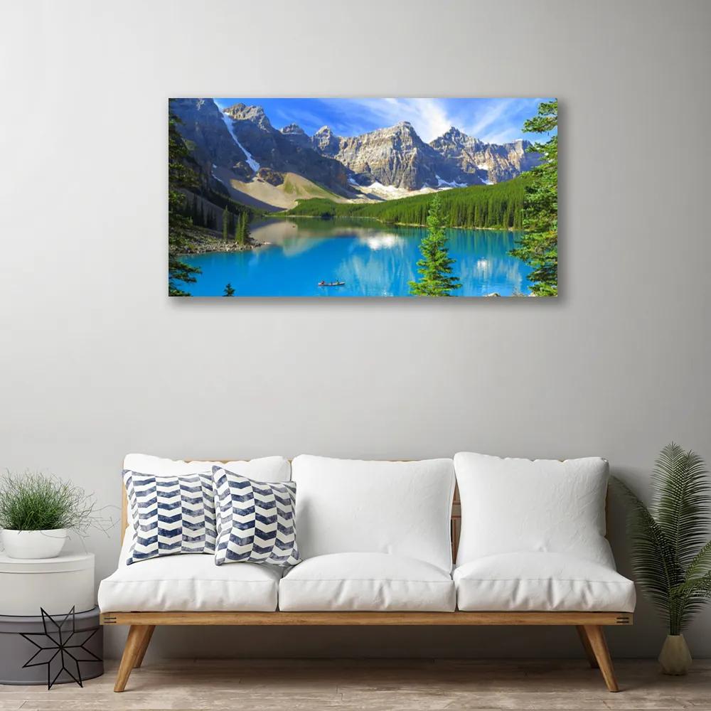 Obraz na plátně Jezero Hora Les Krajina 125x50 cm