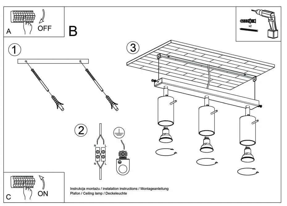 Bílé stropní světlo Sollux Etna