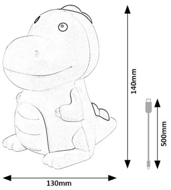 Rabalux 76021 - LED RGB Stmívatelná dětská lampička DINOO LED/0,45W/5V