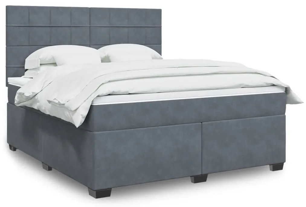 Box spring postel s matrací tmavě šedá 180x200 cm samet 3293279
