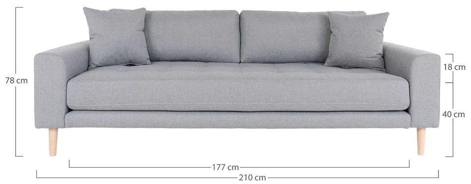 Designová 3-místná sedačka Ansley 210 cm světle šedá