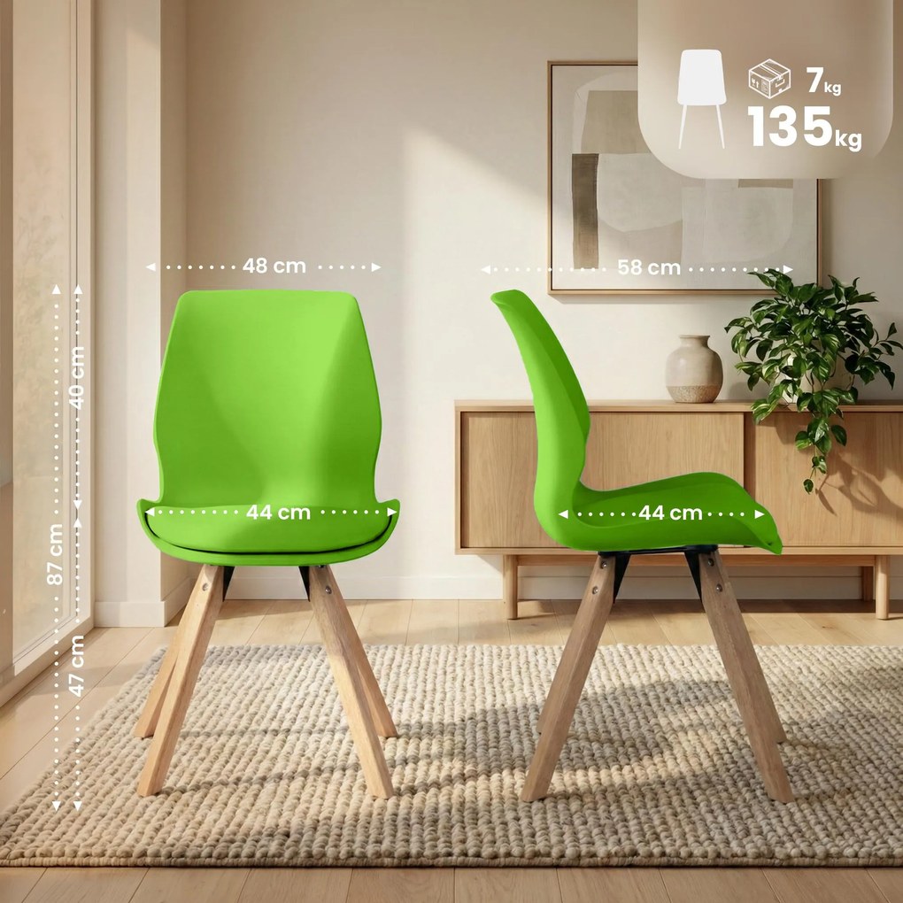 Sada 4 ks židle Luna plast – zelená