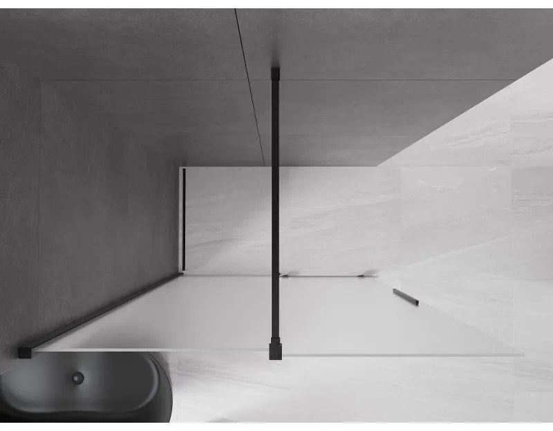 Mexen Velar, sprchová zástěna s posuvnými dveřmi Walk-in 160 x 200 cm, 8mm sklo námraza, černá matná, 871-160-000-33-70