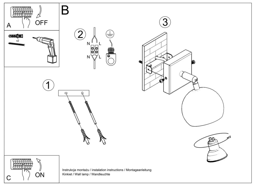 Sollux Lighting Nástěnné svítidlo OCULARE Černá