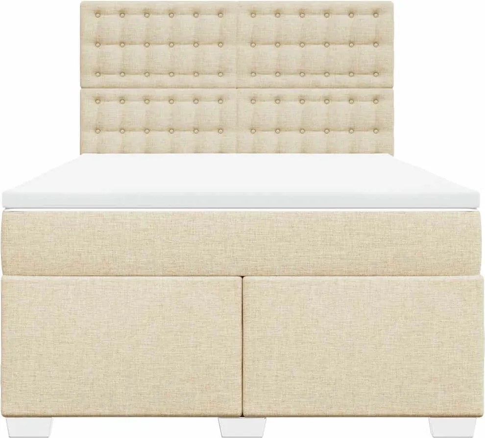 Box spring postel s matrací krémová 140x190 cm textil 3290502