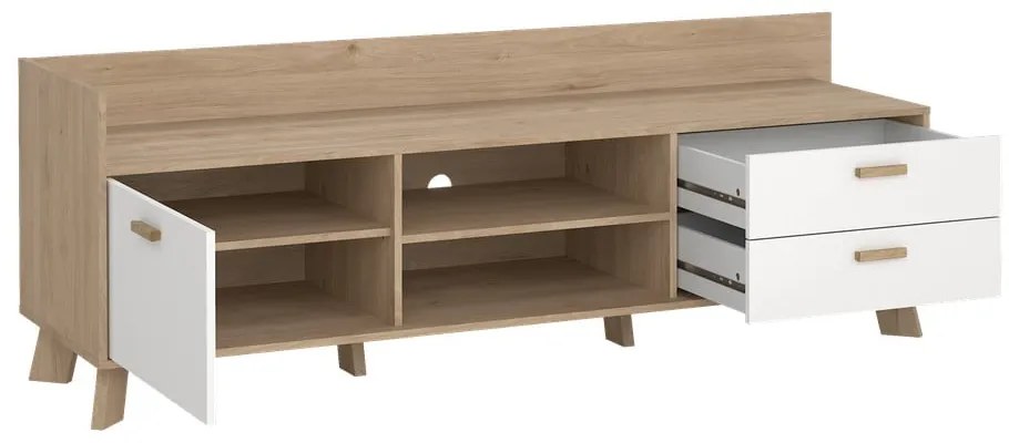 Bílý/v přírodní barvě TV stolek v dekoru dubu 182x62x51 cm Ikast – Tvilum