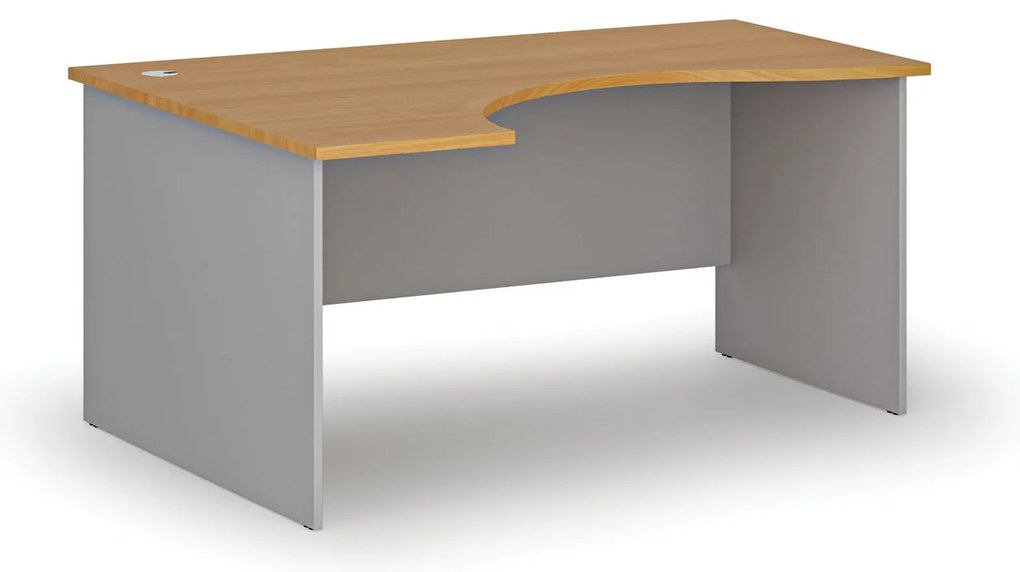 Ergonomický kancelářský psací stůl PRIMO GRAY, 160x120 cm, levý, šedá/buk
