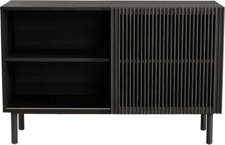 Černá skříňka v dekoru jasanu s posuvnými dveřmi 124x80x45 cm Sion – Jotex