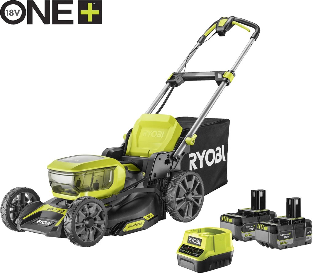 Ryobi RY18LMX46A-250 2 x 18V ONE+ Bezuhlíková sekačka na trávu záběr 46cm 2x5.0Ah