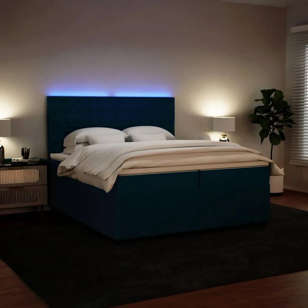 Box spring postel s matrací modrá 200 x 200 cm samet 3294746