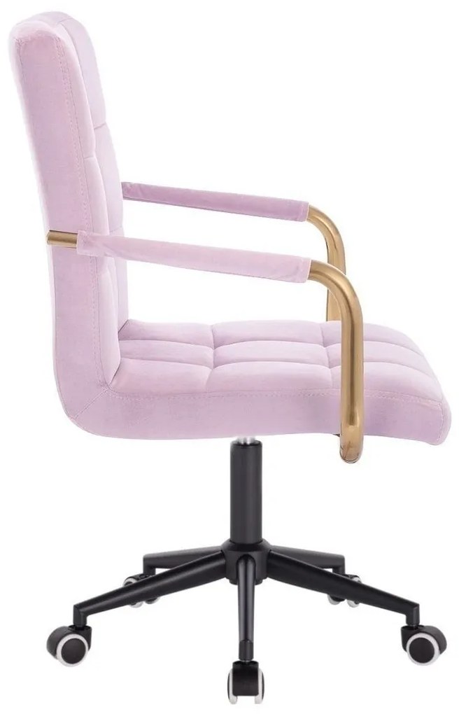 LuxuryForm DESIGN Otočná židle VERONA GOLD VELUR na černé podstavě s kolečky - levandule