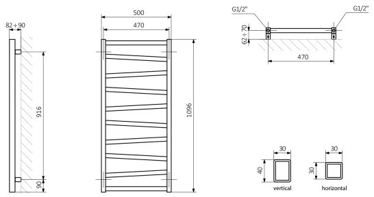Sapho - Koupelnový radiátor ZIG 406W/230V 50x110 cm antracit