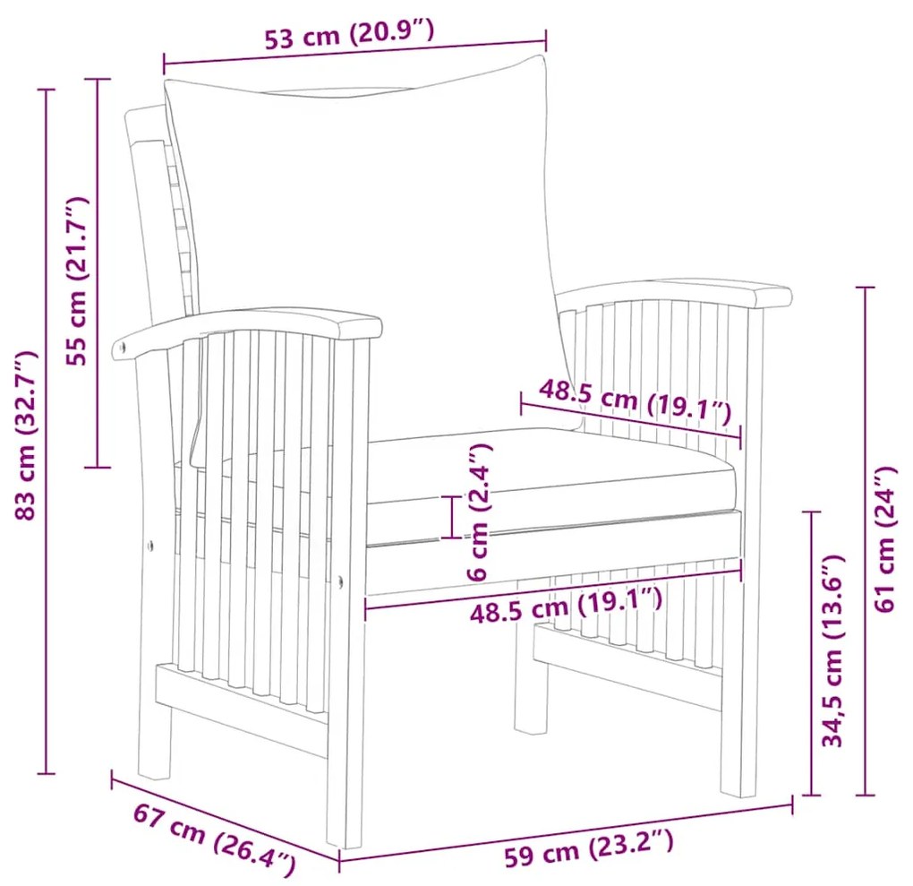 vidaXL Marketos Zahradní židle s poduškami 2 ks masivní akáciové dřevo