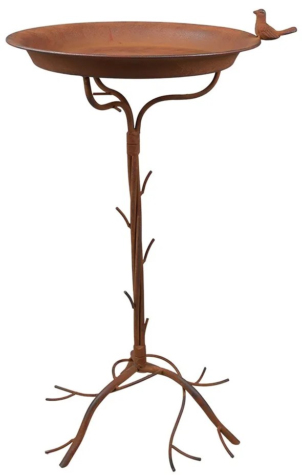 Rezavé kovové krmítko pro ptáčky na noze - 48*42*71 cm