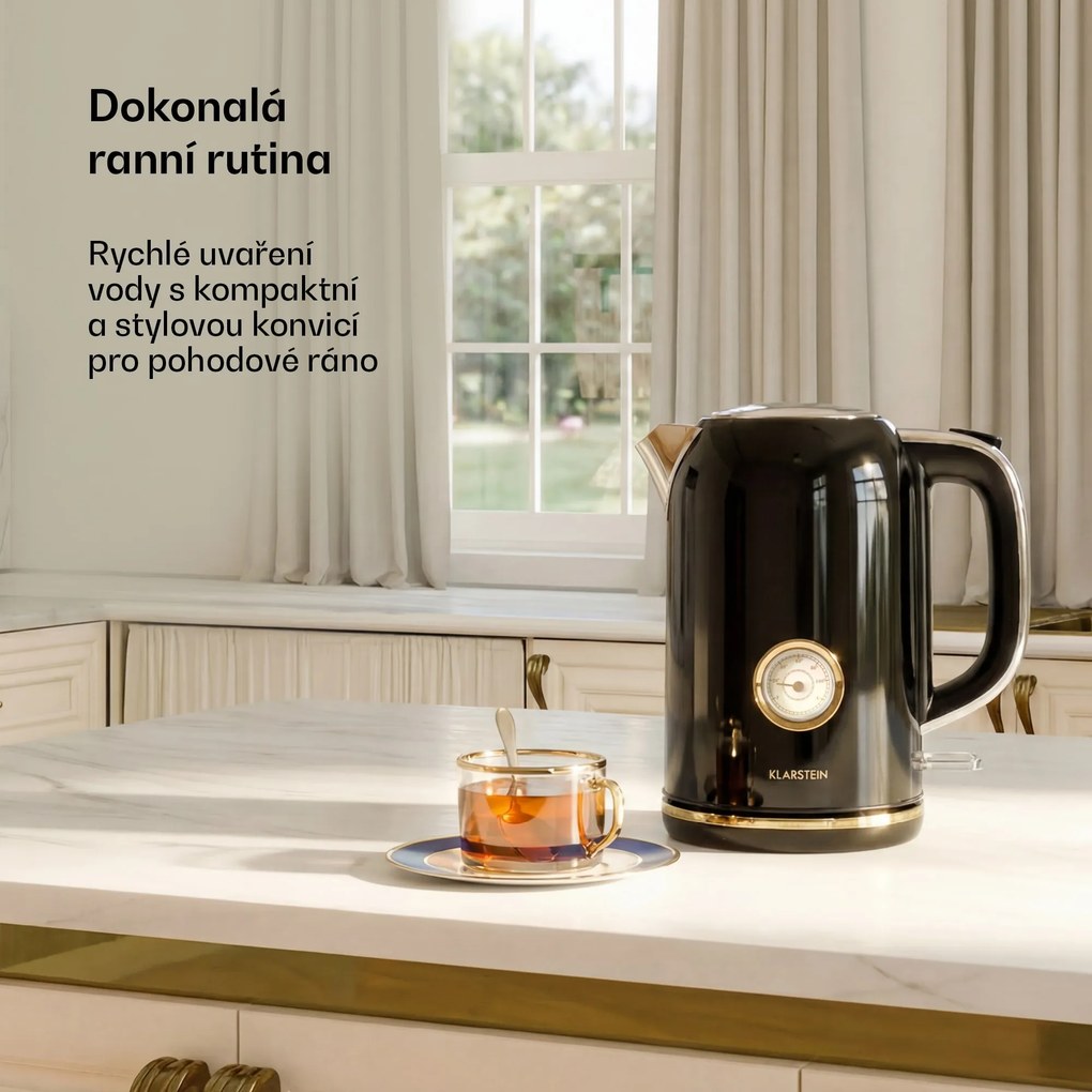 Klarstein Victoria rychlovarná konvice | 1,7 l | 2200 W | 360° otočný stojan | Nadčasový design