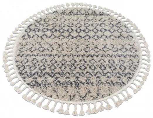 Dywany Łuszczów, Kusový koberec Berber Agadir G0522 cream and grey kruh, 160x160 (průměr) kruh, béžová, chodba / předsíň