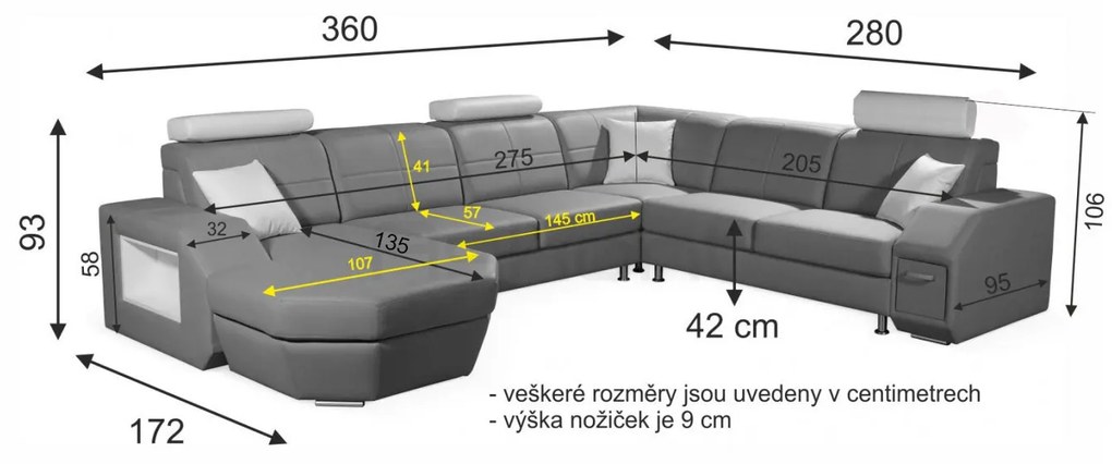 Askont NAPOLI Sedací souprava do U -rozkládací Pravý/levý roh