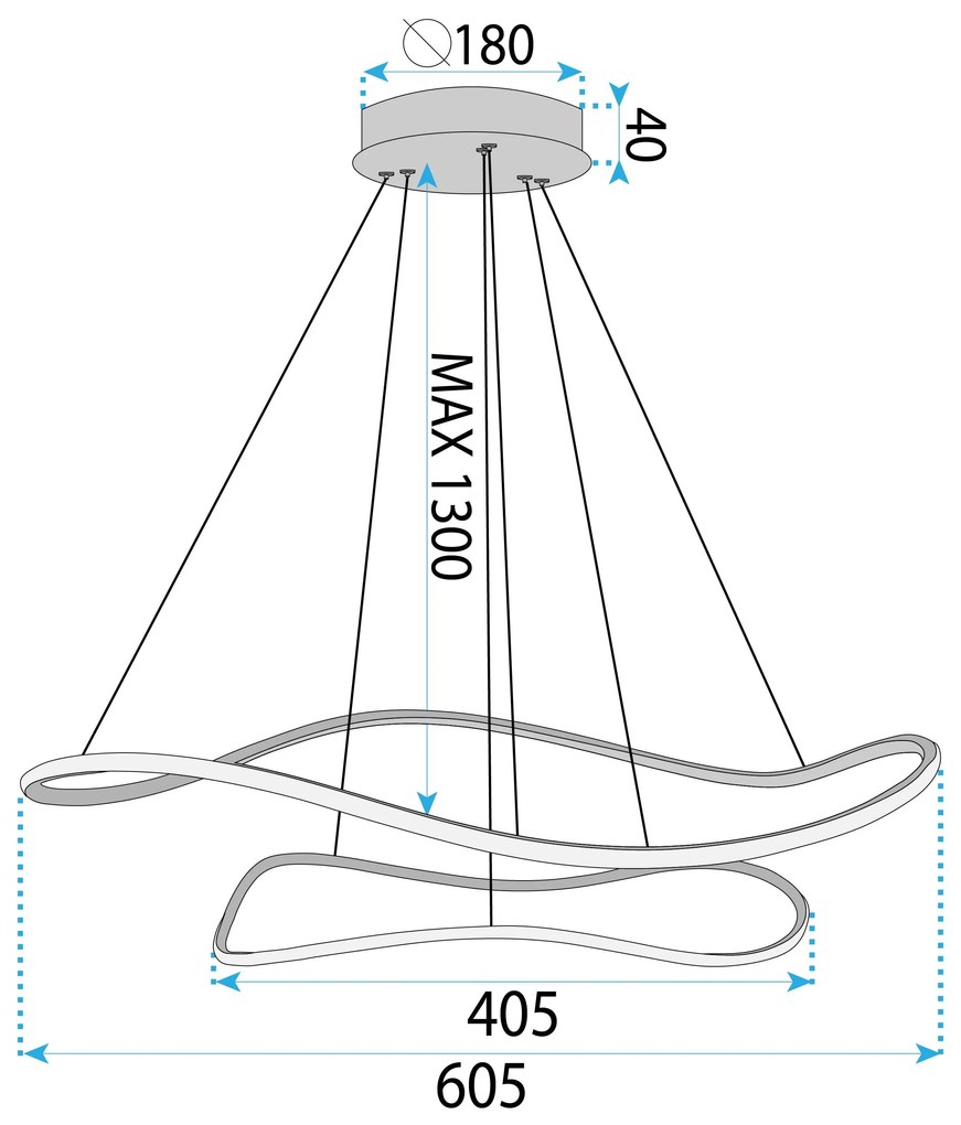 Toolight Toolight, závěsná lampa 80cm, 61W, 3000K, LHJ017-CP2, zlatá, OSW-50007