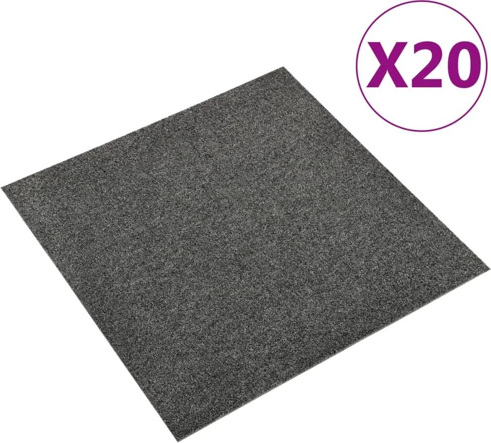 vidaXL Kobercové podlahové dlaždice 20 ks 5 m² 50 x 50 cm [147309] Barva: antracitová