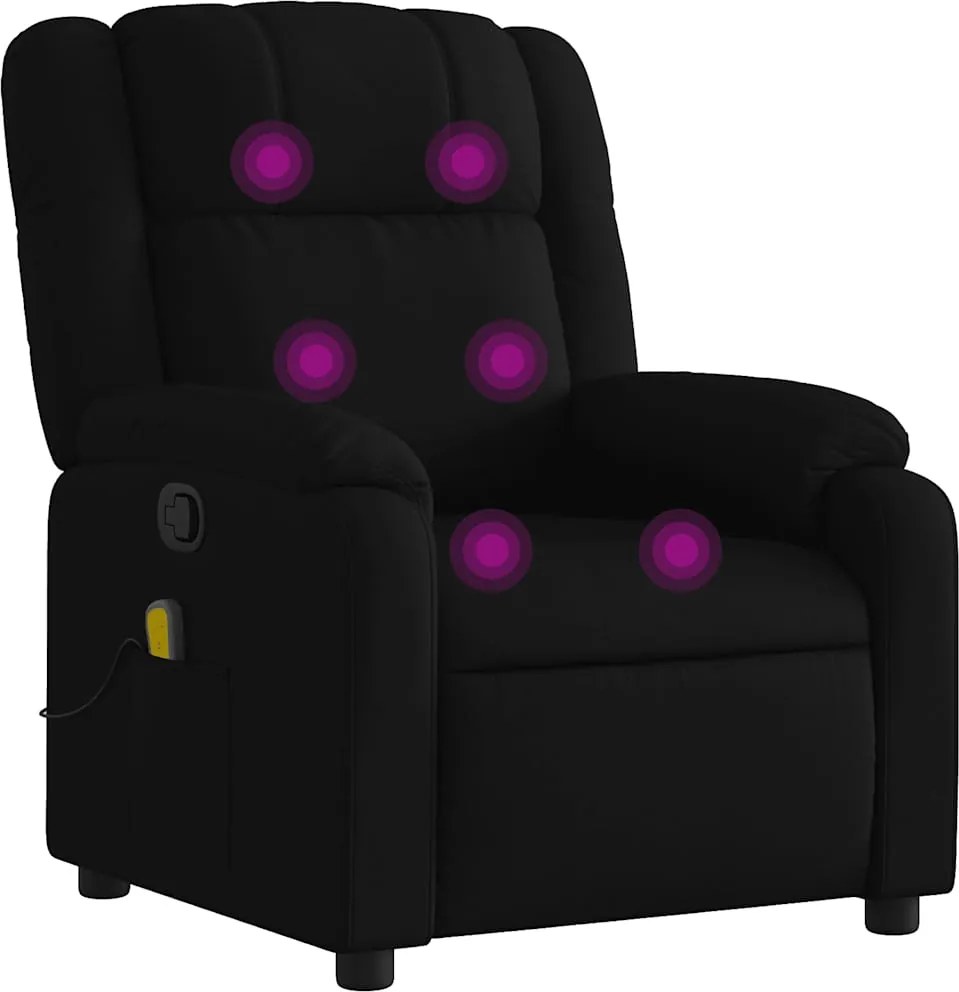 Masážní křeslo s polohovacím mechanismem, černé, látkové 3205754