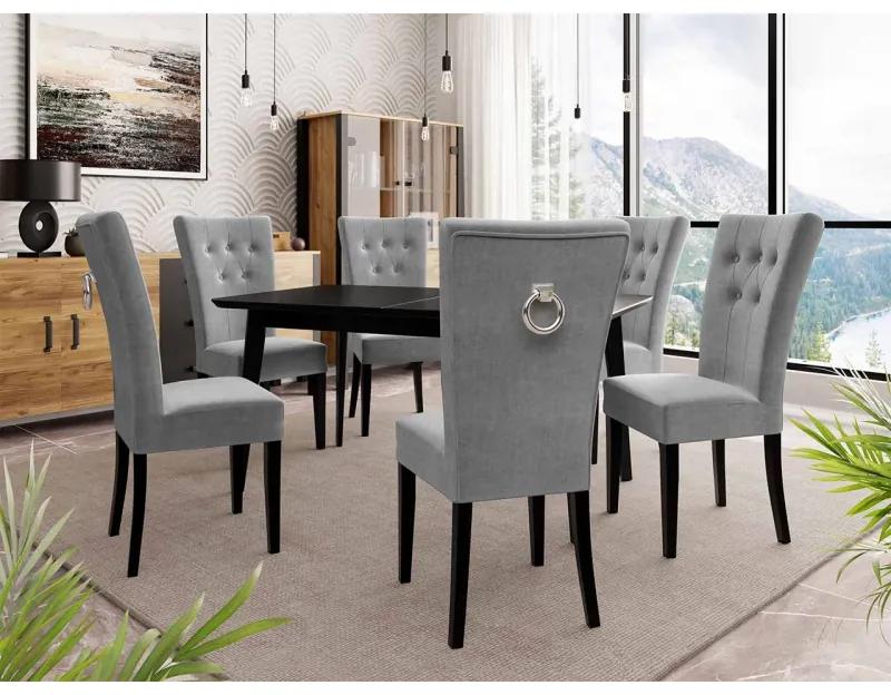 Čalouněná jídelní židle ST67 + klepadlo, Barva:: chrom, Barva: černá, Potah: Magic Velvet 2250