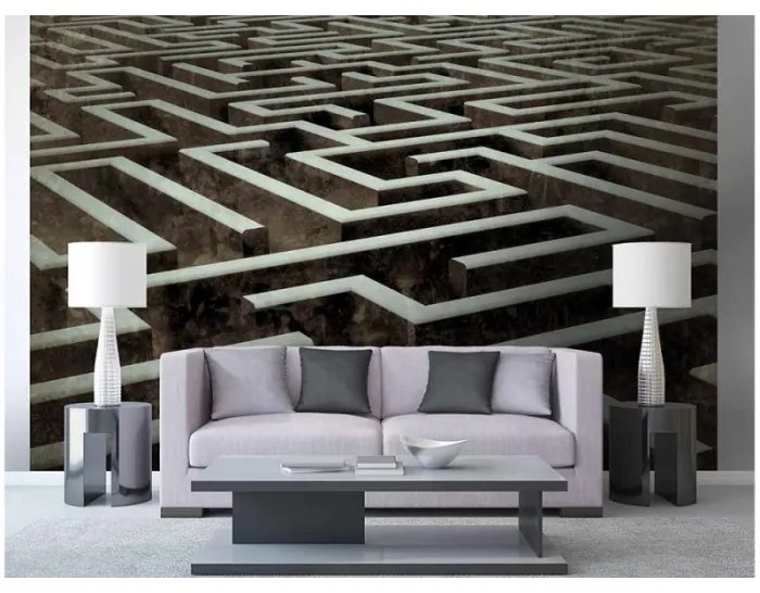 DIMEX | Vliesové fototapety na zeď 3D labyrint MS-5-0279 | 375 x 250 cm| hnědá, šedá