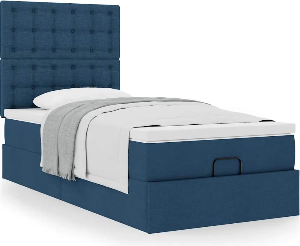 Osmanský postel s matrací modrá 100x200 cm textil 3313305