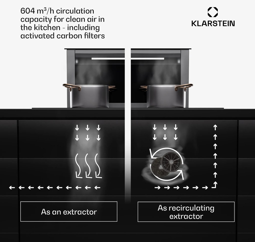 Klarstein Royal Flush Eco Slim 60, digestoř, 60 cm, 650 m³/h, A+
