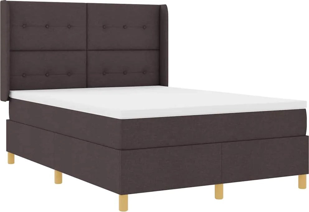 Postel s boxspringem s čelo Tmavě hnědá 140 x 200 cm textil 3341836