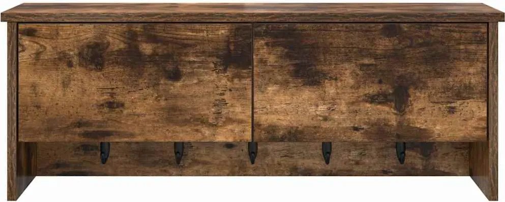 věšák, nástěnný, s dvířky, háčky, kompozitní dřevo, 30x80x20 cm, kouřový dub, Dekorino TK20260024
