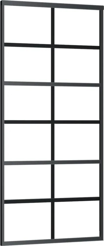vidaXL Posuvné dveře s kováním ESG sklo a hliník 90 x 205 cm [3081959]