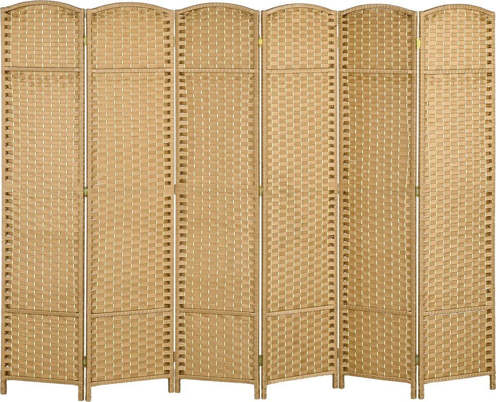HOMCOM 6 Panelů 240 x 170 cm Bambusový Paravan Skládací Zábrana pro Ochranu Soukromí do Obývacího Pokoje Přirodní | Aosom