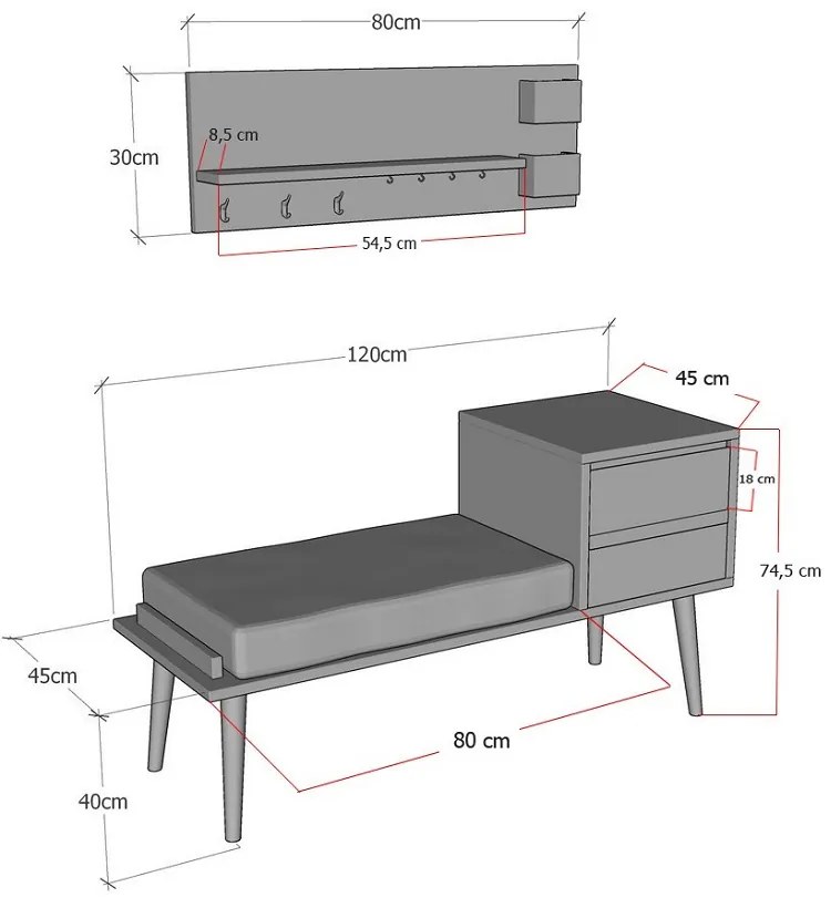 Designová předsíňová sestava Wayne ořech antracit