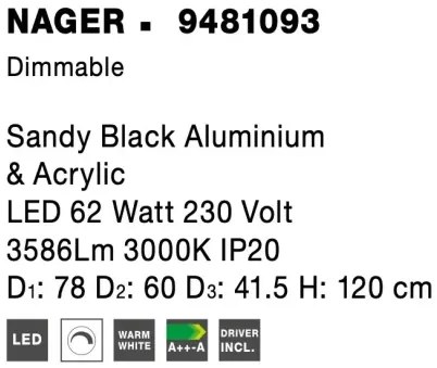 LED lustr Nager 78 černé