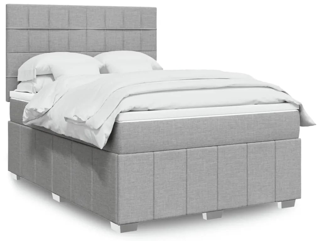 Box spring postel s matrací světle šedá 160 x 200 cm textil 3291719